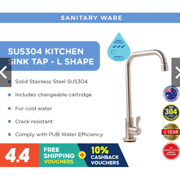 SUS304 Kitchen Sink Tap - L Shape | Shopee Singapore