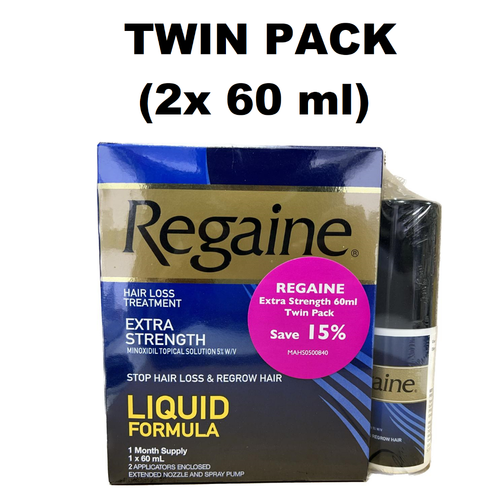 Twin Pack 2 X 60ml Regaine Extra Strength Minoxidil Topical
