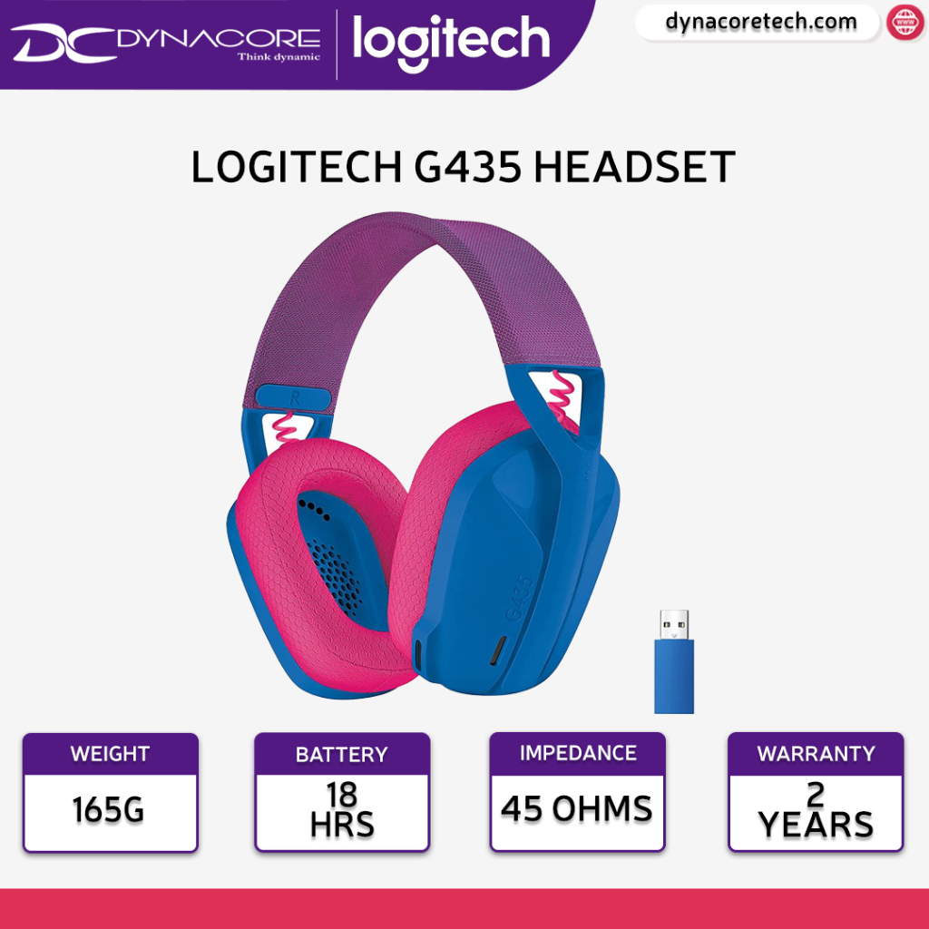 Logitech G435 Ultra-Light LIGHTSPEED Wireless Gaming Headset - Blue And ...