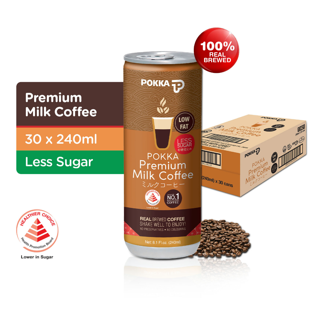 [1 Carton] Pokka Premium Milk Coffee Less Sugar (30x240ml) | Shopee ...