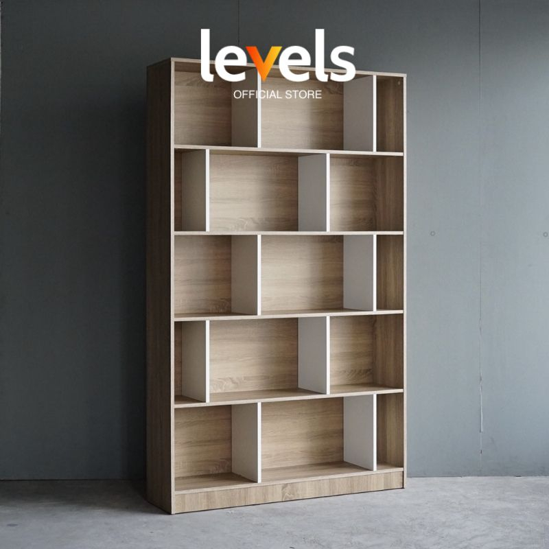 VHIVE Princeton 1.2m Bookcase (120cm Oak Storage Cupboard Divider ...
