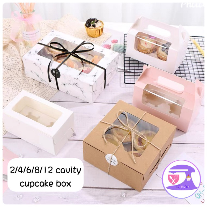 [LIL BAKER] CUPCAKE BOX 2/4/6/8/12 CUPCAKES (SET OF 2/5 BOXES) | Shopee ...