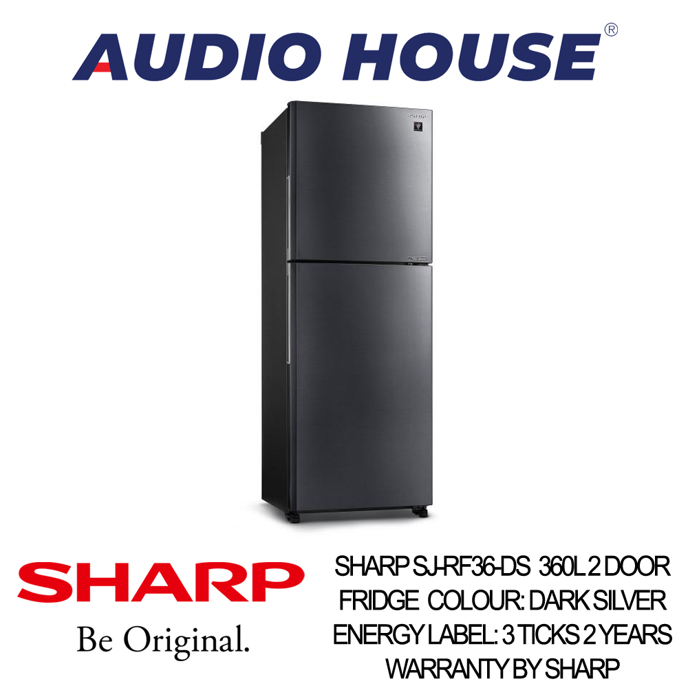 SHARP SJ-RF36E-DS 360L 2 DOOR FRIDGE COLOUR: DARK SILVER ENERGY LABEL ...