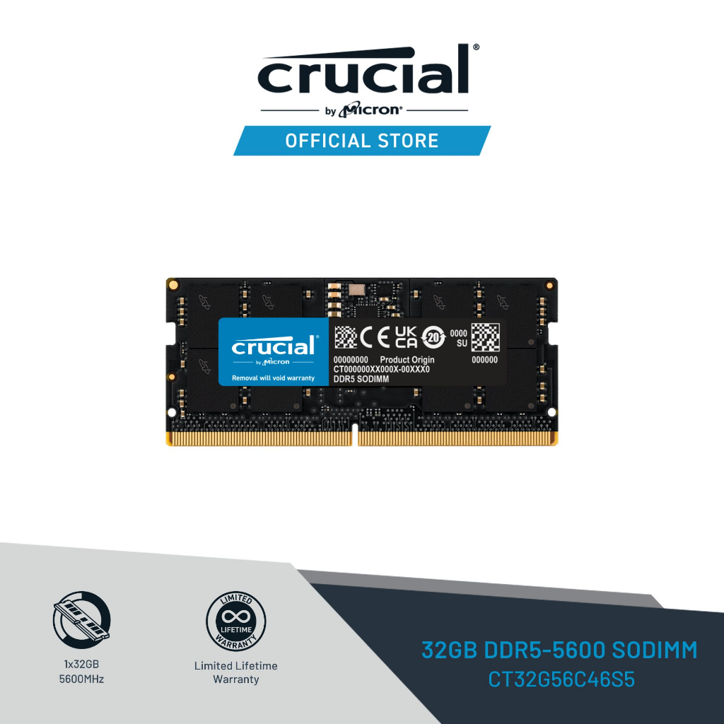 Crucial 32GB DDR5-5600 SODIMM - CT32G56C46S5 | Shopee Singapore