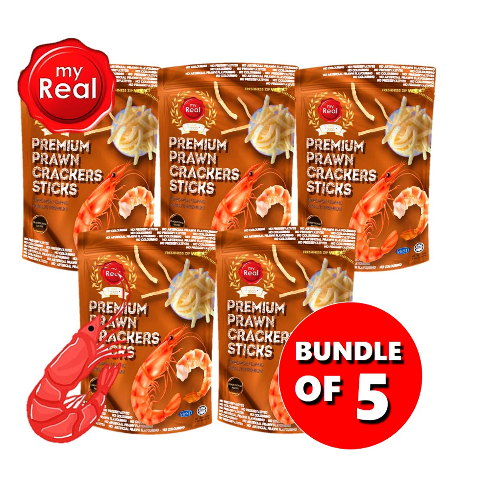 My Real Premium Prawn and Fish Crackers Original Pouch 50g X 5 Bundle ...