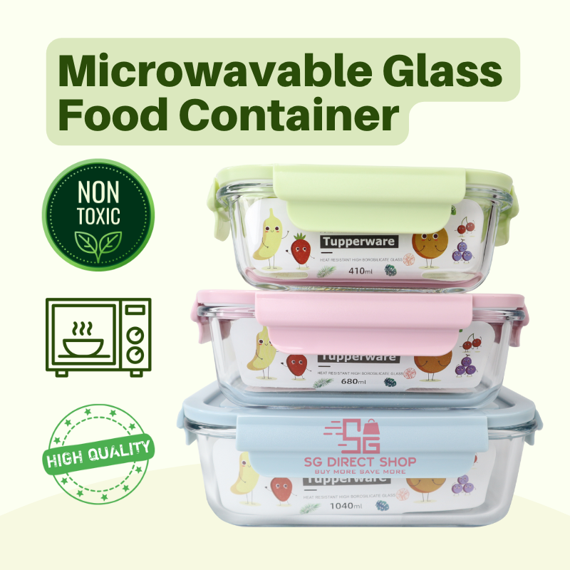 [Mix & Match] Glass Food Container 3 Size 410ml 680ml 1040ml | Shopee ...