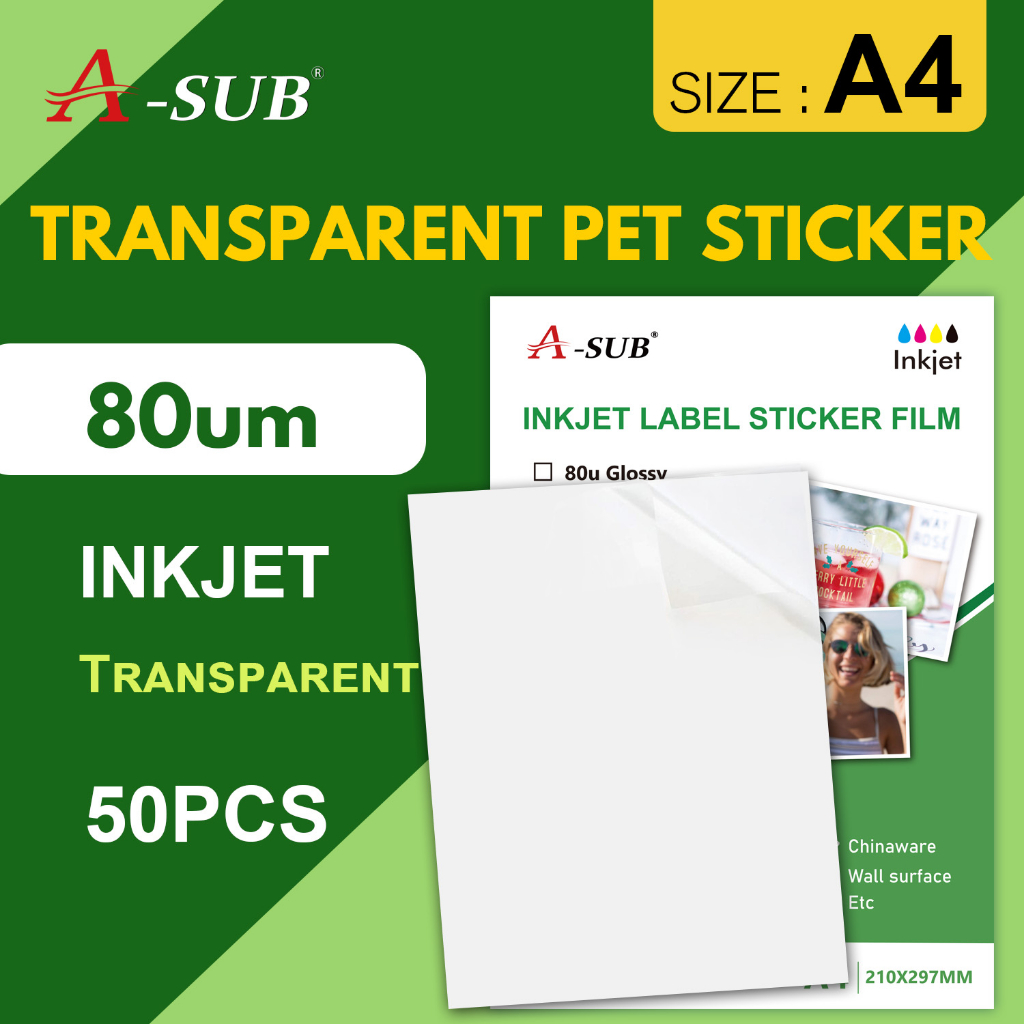 【Vinyl Sticker】A-SUB Vinyl Sticker Label A4 Self-Adhesive Inkjet ...