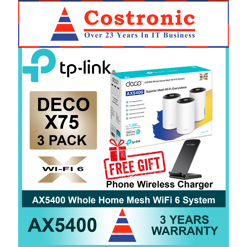 TP-LINK Deco X75 (1-PACK /2-PACK / 3-PACK) AX5400 Tri Band GigabitMU ...