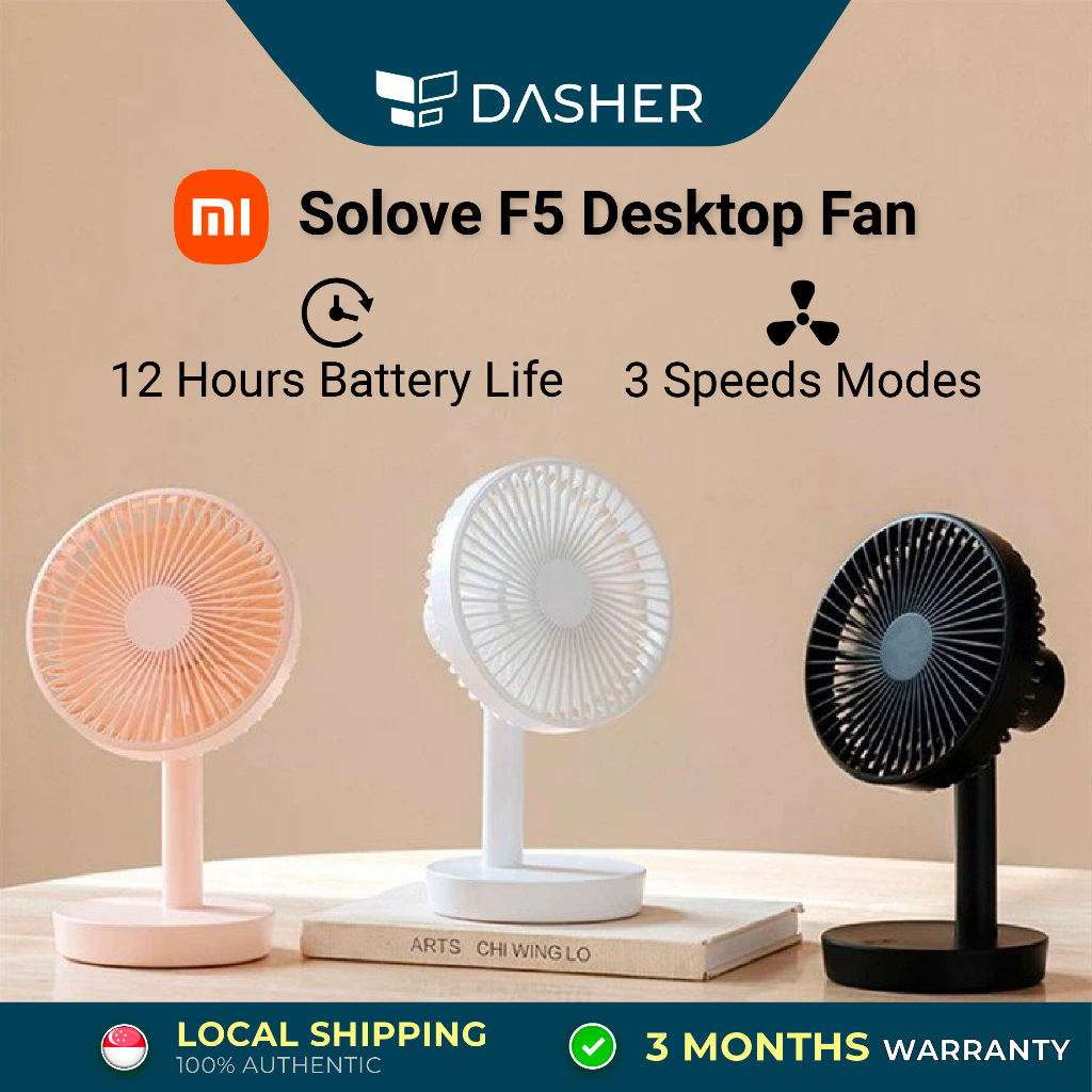 SOLOVE F5 Desktop Fan | USB Charging | Low Noise | Rechargeable | 3 ...