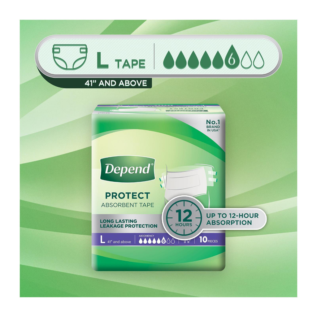 DEPEND Protect Adult Diaper Tape M - L/Protect Plus Adult Diaper Pants ...