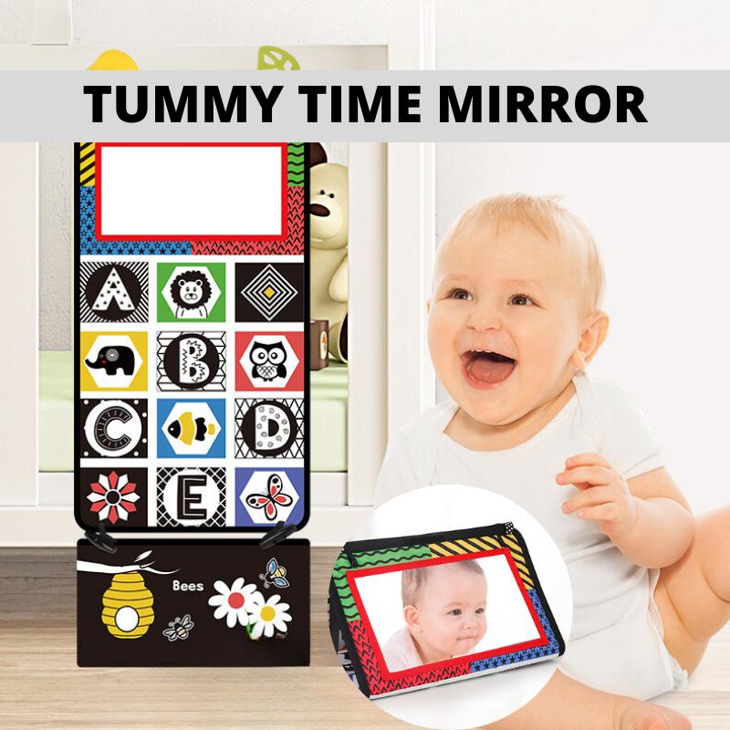 Baby Mirror Tummy Time Infant Foldable Portable High Contrast Visual ...