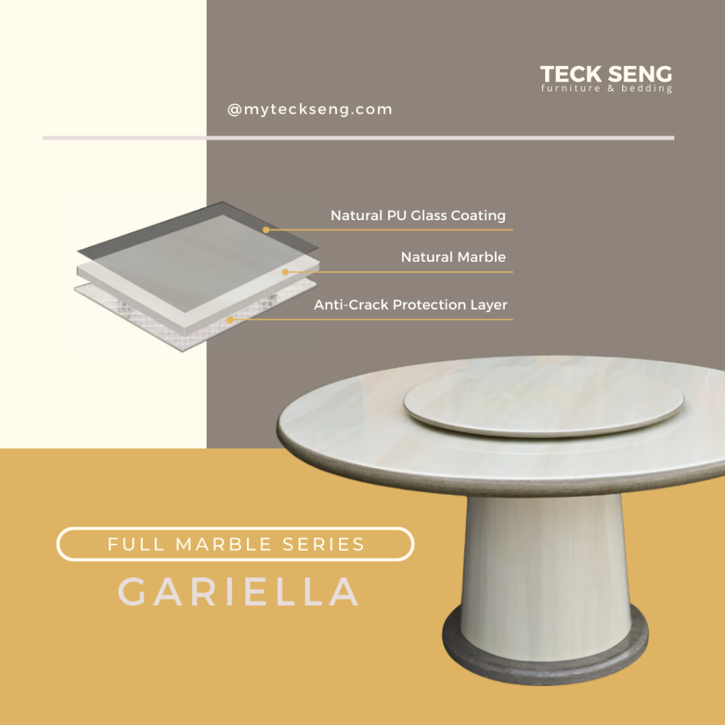 (Free Installation) TECK SENG Full Marble Dining Set/ Round Edge/ Round ...
