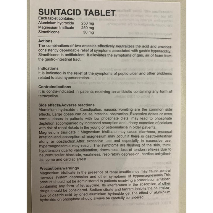Suntacid Tablet *Antacid Chewable for Gastric Relief* | Shopee Singapore