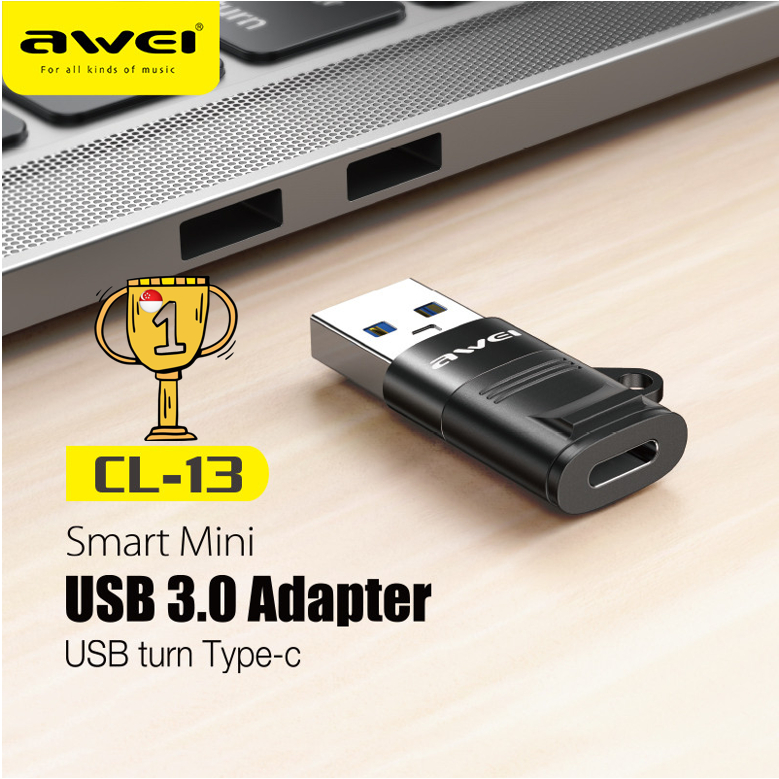 Awei Smart Mini CL-13 Turn Type C Female To USB Male USB A 3.0 OTG ...