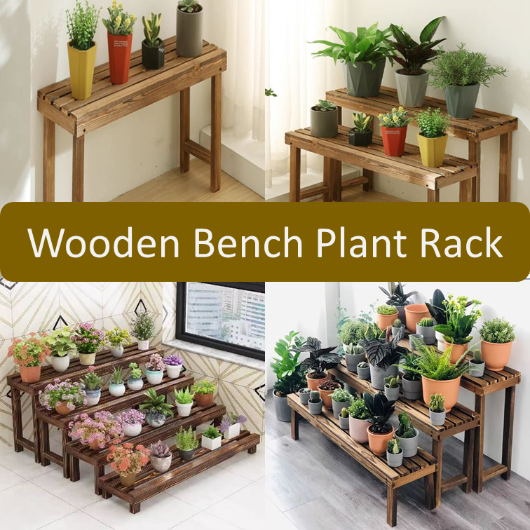 Wooden Bench Plant Rack Outdoor Planter Corridor HDB Wood | Shopee ...