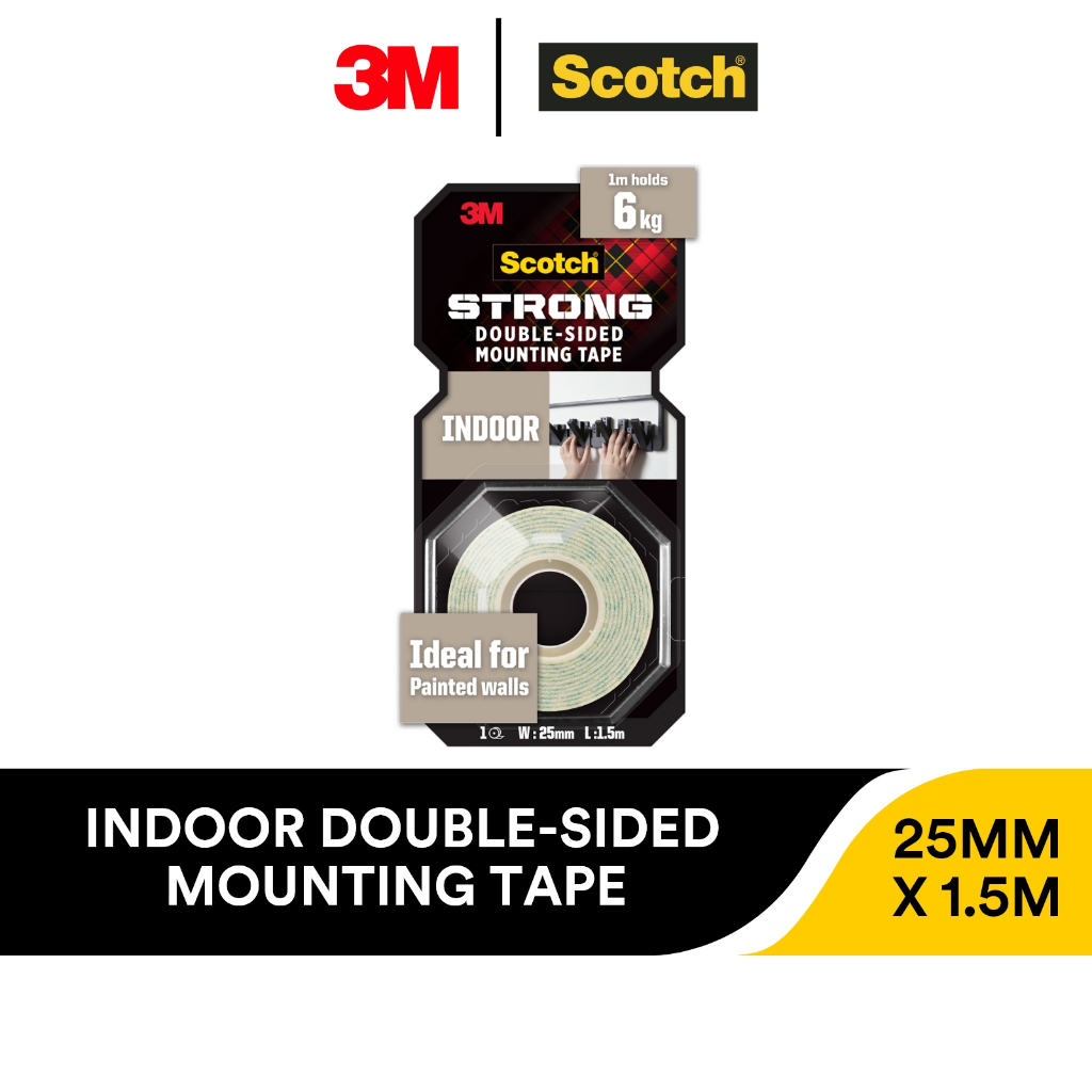 3M Scotch 110-S25 INDOOR Double Sided Mounting Tape 25MM X 1.5M | Shopee Singapore