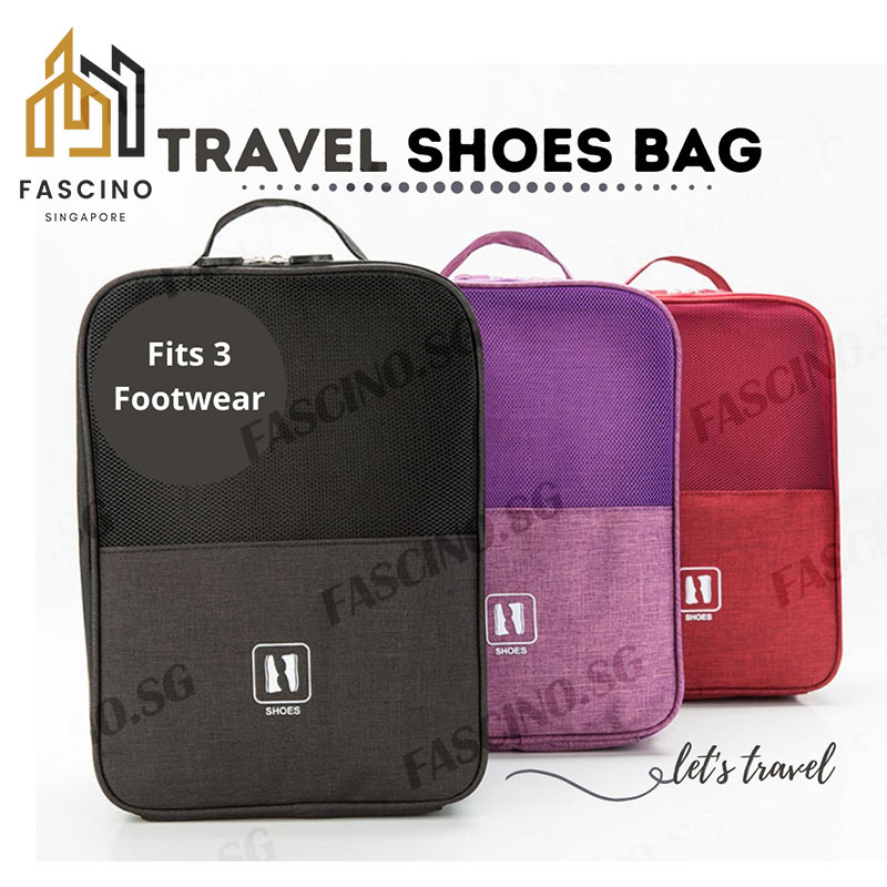 【SG】3 Layers Travel Shoe Bag Shoes Organizer Pouch with Luggage Strap ...