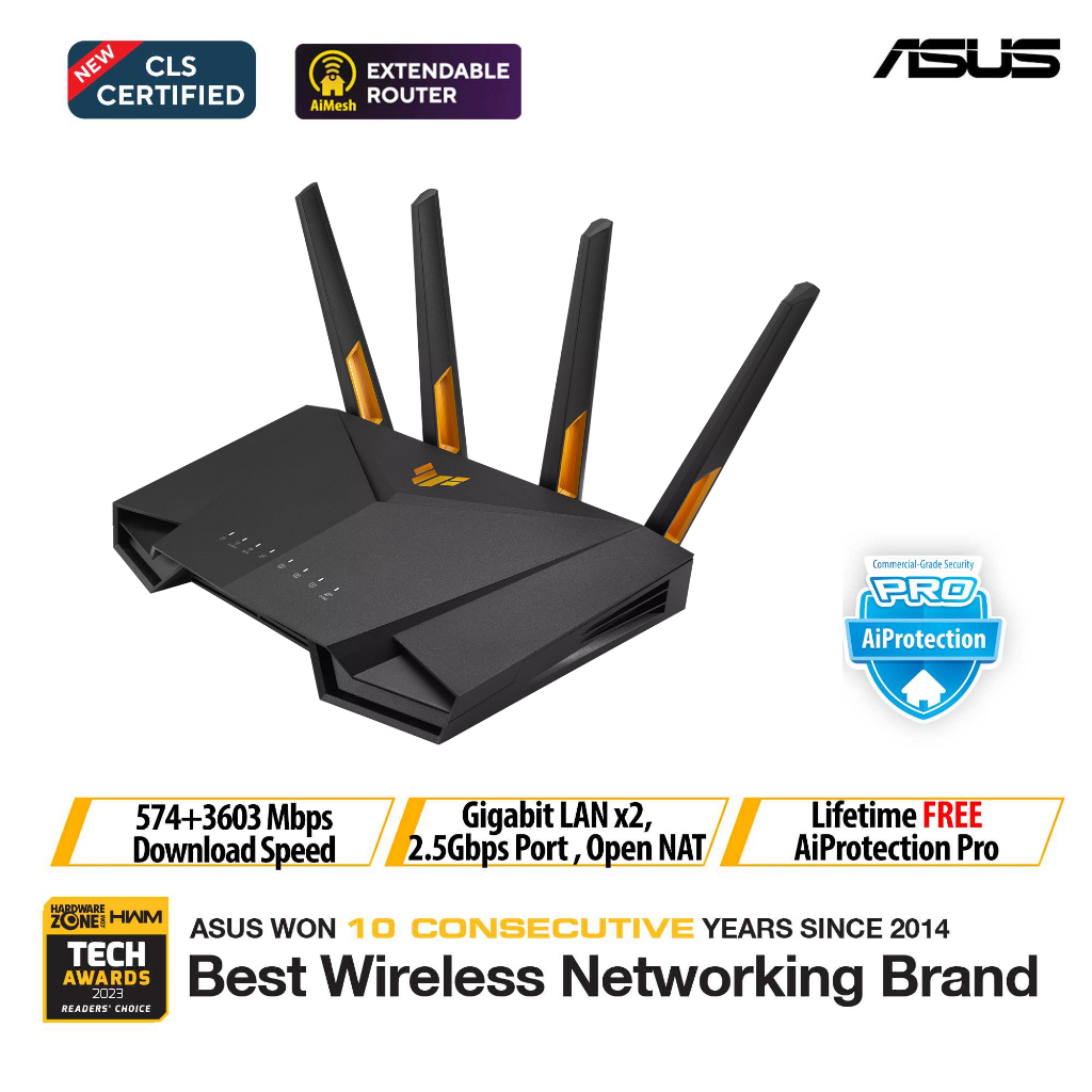ASUS TUF Gaming AX4200 WiFi 6 Gaming Router with Mobile Game Mode, 3 ...
