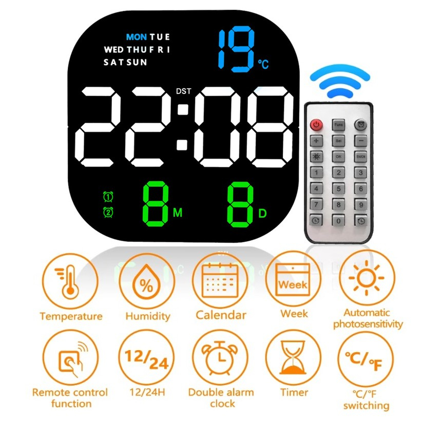 Digital Countdown Wall Clock Large Screen Temperature Date Display ...