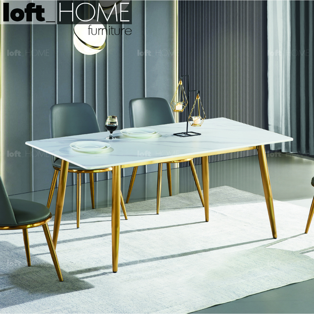 Loft Home Modern Sintered Stone Dining Table CELESTE GOLD | Shopee ...