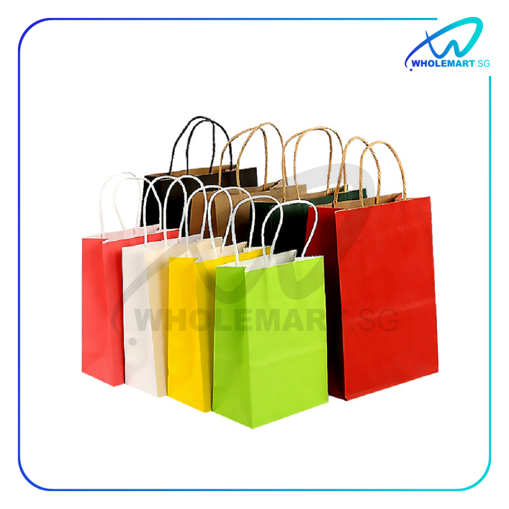 Kraft Paper Bag with Handles Gift Bags Party Birthday Goodie Color ...