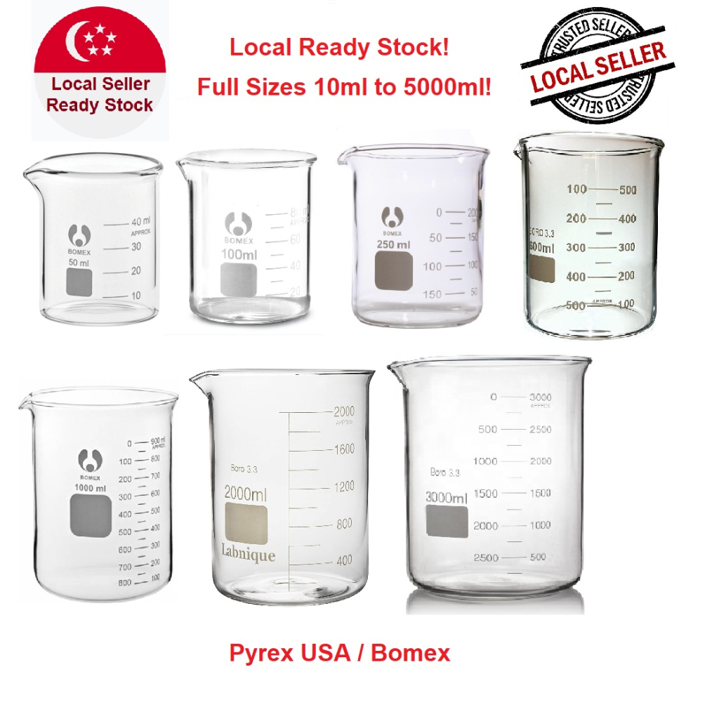 Glass Beaker 1L/2L/3L/5L Tall/Short form | Shopee Singapore