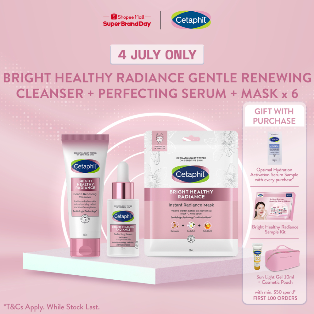Cetaphil Bright Healthy Radiance Set: Gentle Renewing Cleanser 100g ...