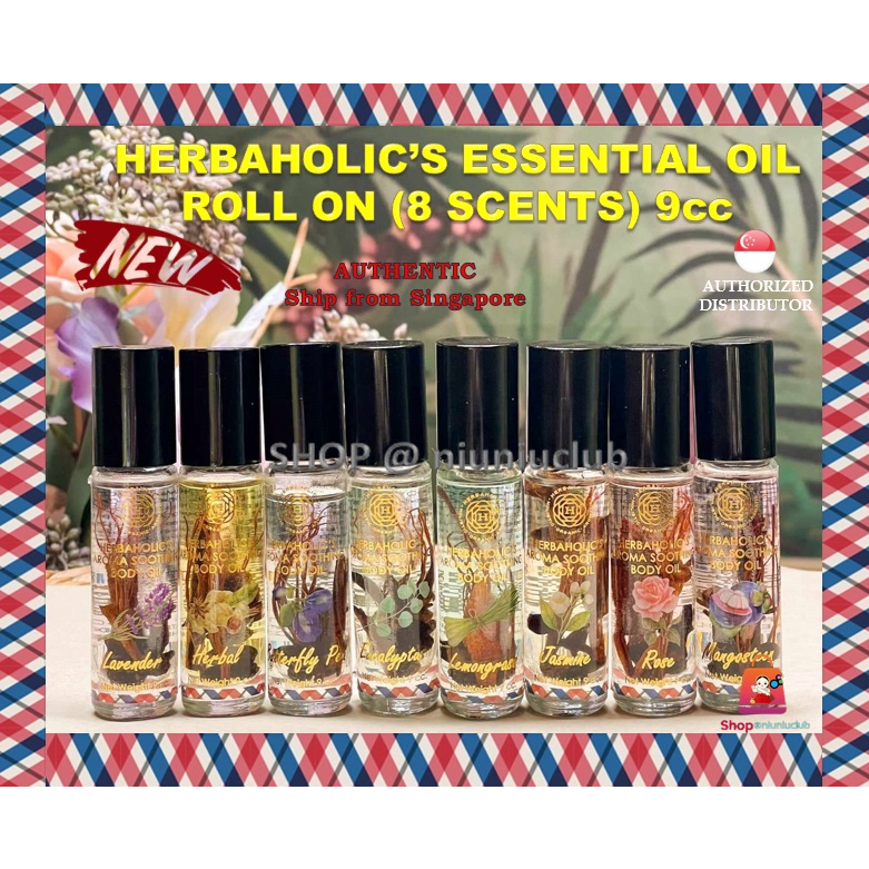 Herbaholic's Roll On Essential Oil Herb Aroma soothing oil Real Herb 8 Scents 9ml | Shopee Singapore