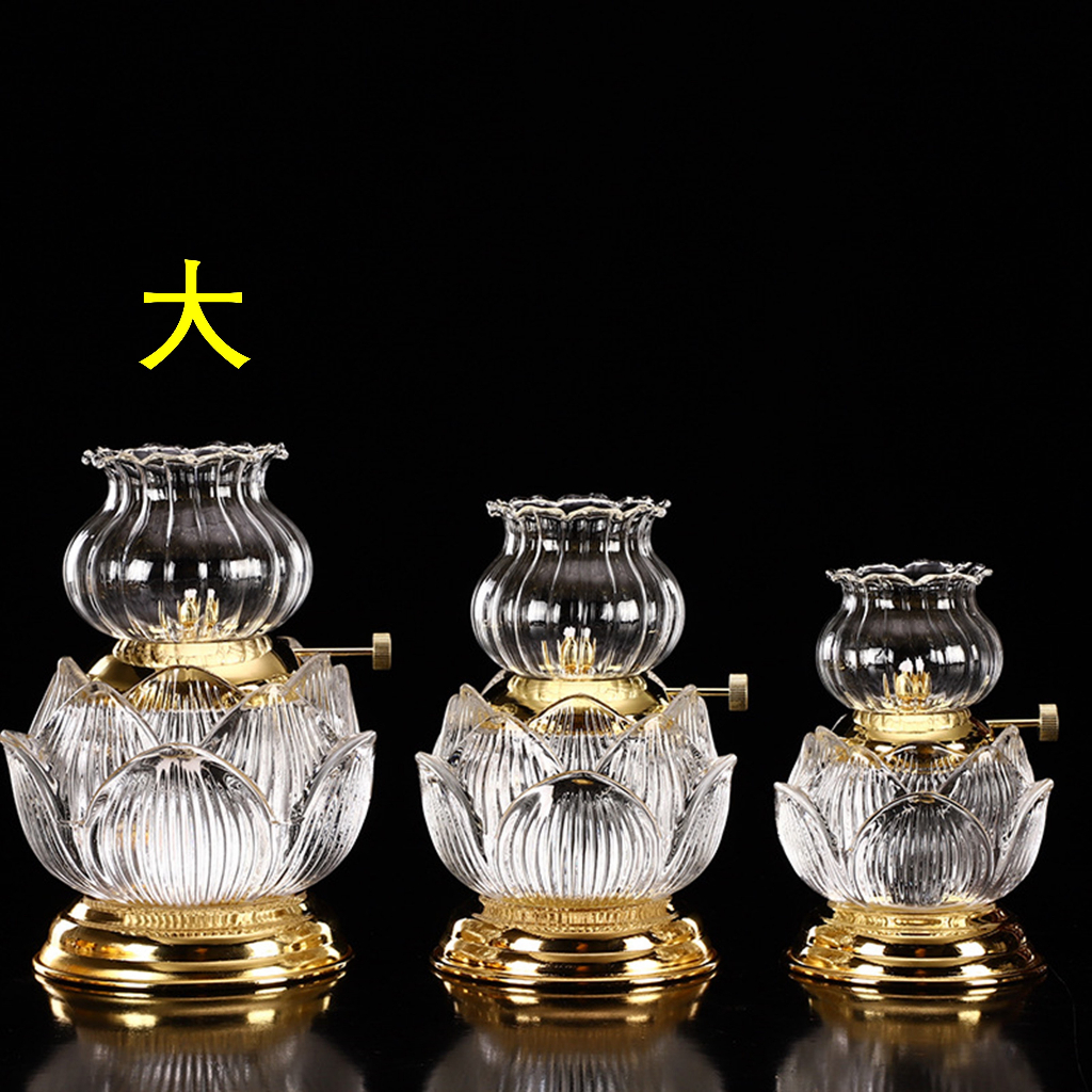 Glazed Beauty Lotus Crystal Oil Lamp / Buddha Lamp / Glass Oil Lamp for ...