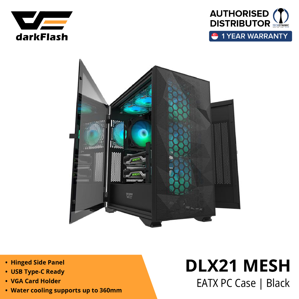 darkFlash DLX21 Mesh EATX PC Case - Tempered Glass ATX Gaming Case [2 ...