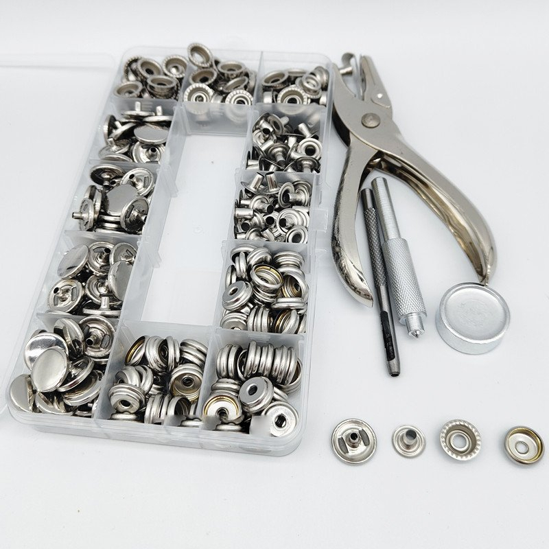200Pcs Stainless Steel Snap Fastener Kit Durable Snaps Buttons Set ...