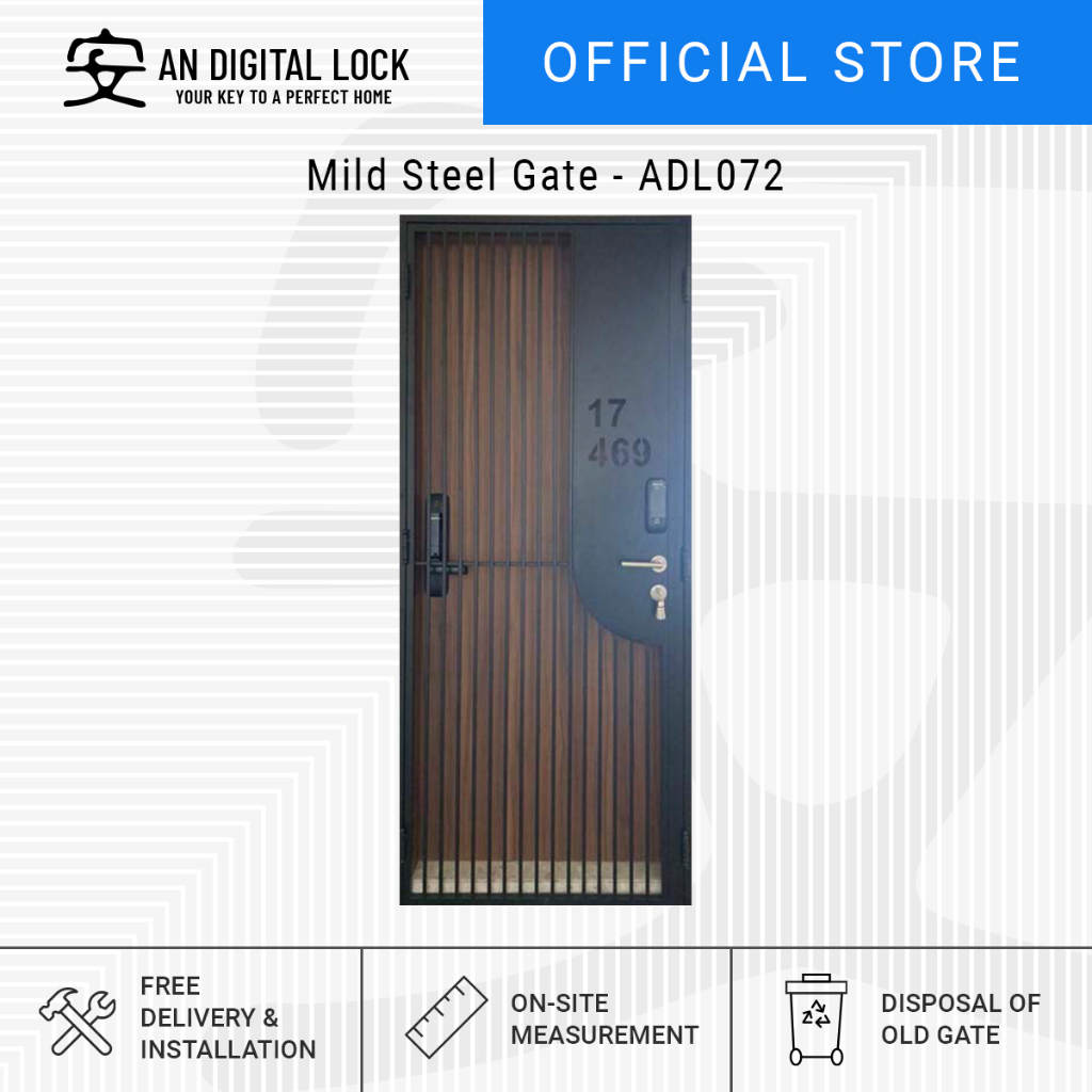 Mild Steel HDB Metal Gate (ADL072) | AN Digital Lock | Shopee Singapore