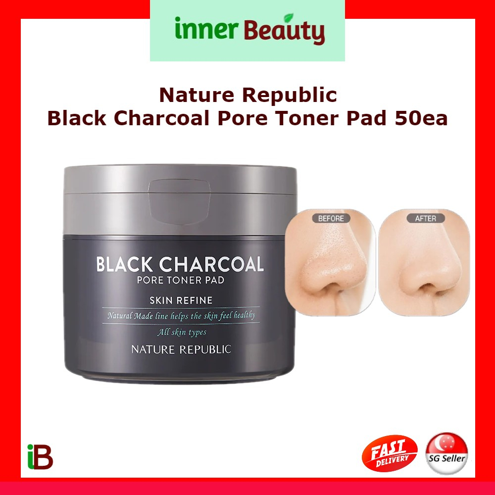 Nature Republic Natural Black Charcoal Pore Toner Pad 100g (50ea ...