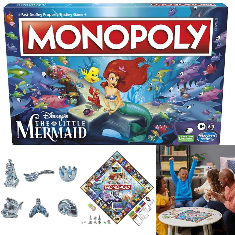 Authentic Monopoly Disney The Little Mermaid Edition Board Game, Family ...