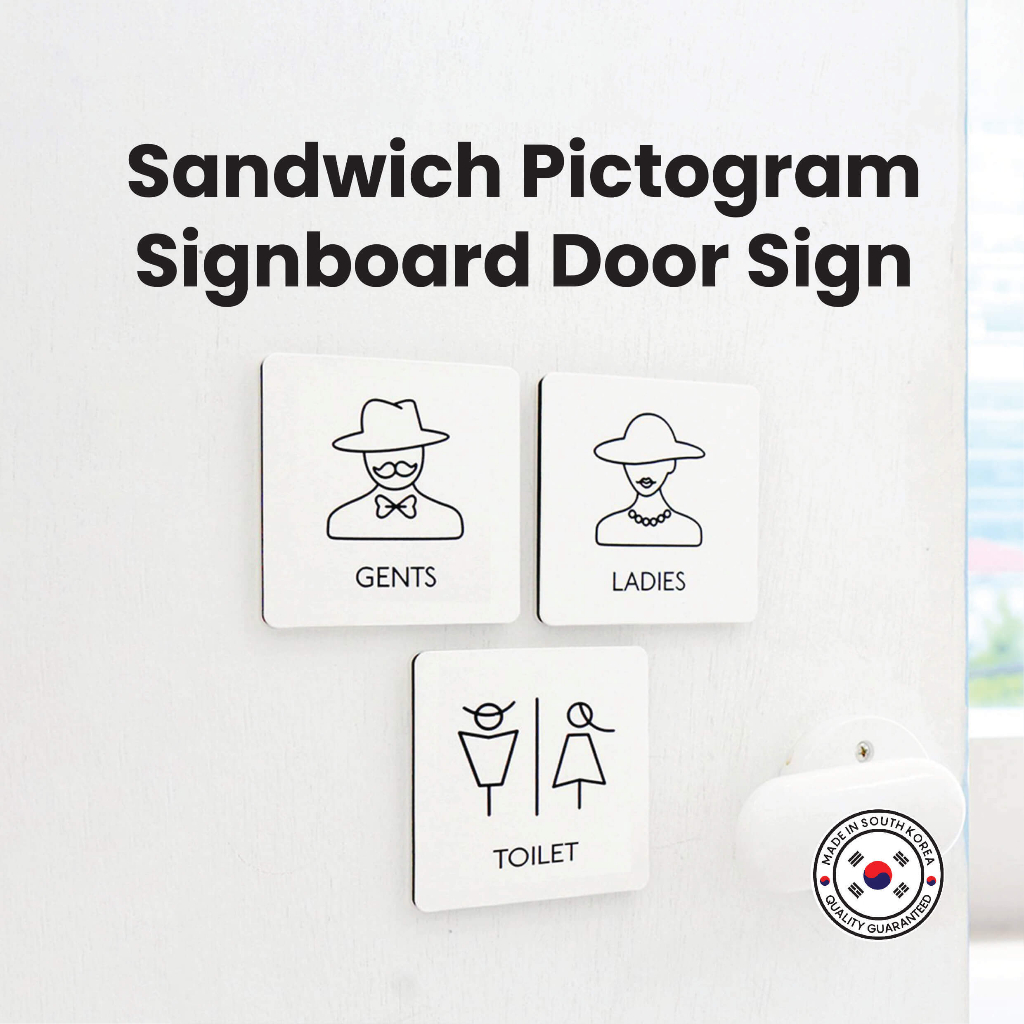 DEKOREA Sandwich Signage Square Plate Simple Cute Signboard Shop Office ...