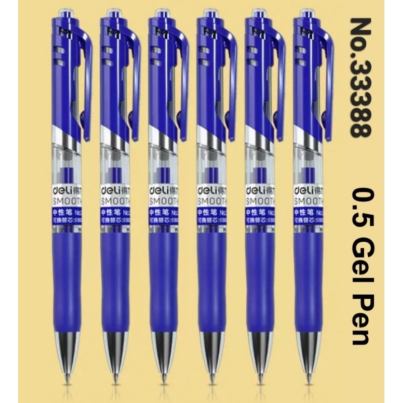 DELI 0.5 Gel Pen 12pc-Bundle Blue Red Black 10pc-Refills | Shopee Singapore