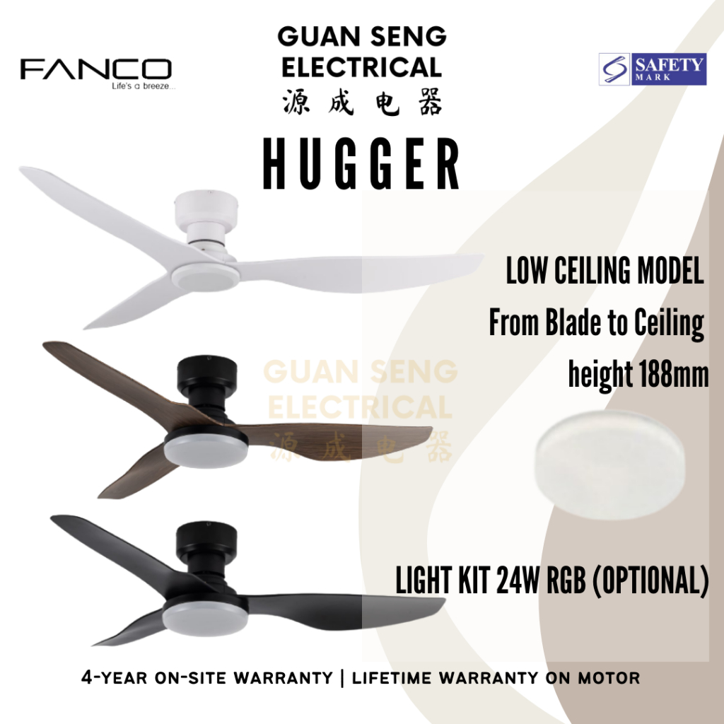 FANCO Hugger 48" DC Motor Ceiling Fan with Remote Control | Guan Seng ...