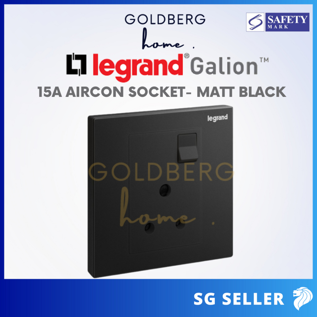 Legrand Galion 15A Aircon Socket Outlet Matt Black | Goldberg Home ...