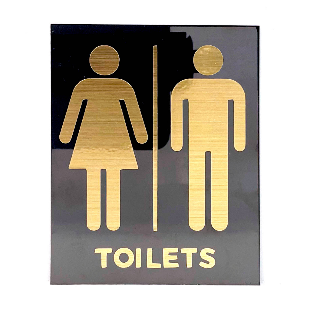 Unisex Toilet Signage | Gold Hairline Vinyl Sticker on Mirror Stainless ...