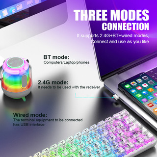 Transparent Wireless Keyboard Bluetooth Mechanical 61 Keys Keyboard for ...