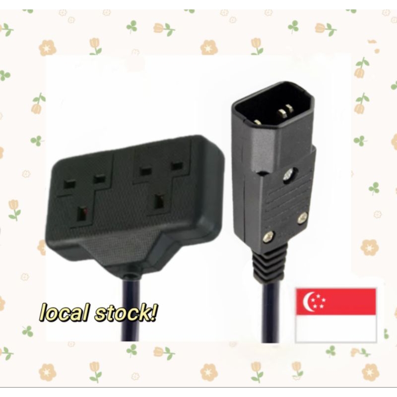 {fast delivery}IEC C15 Male Plug to UK 3Pin Female double Socket Power ...