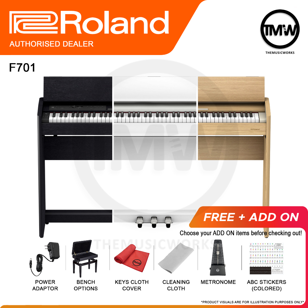 Roland F701 Digital Piano 88-key Full Weighted Action Black White Light ...