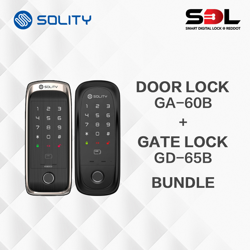 SOLITY GA-60B Digital Rim Lock + GD-65BK Digital Gate Lock Bundle Set ...