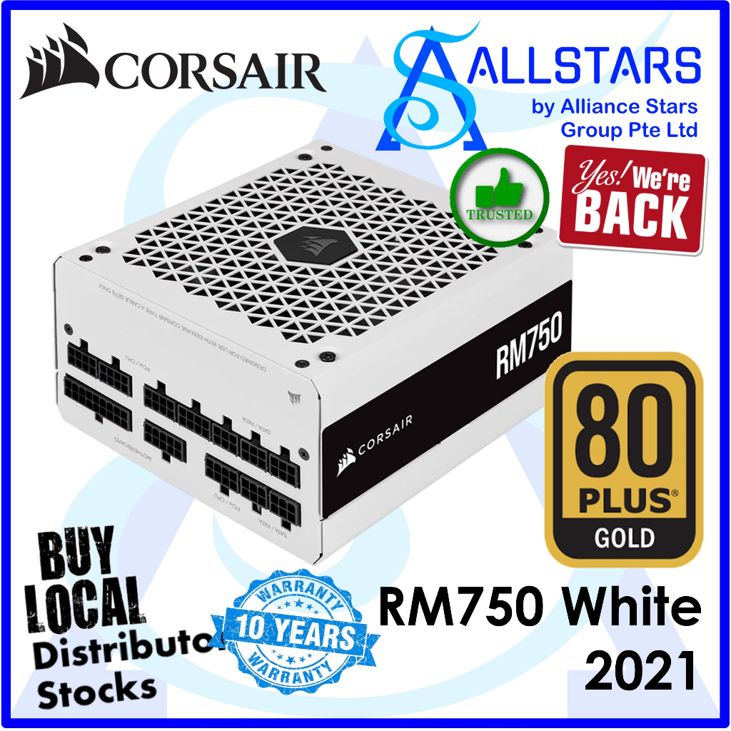 (ALLSTARS) CORSAIR RM750 (2021) White 750W ATX Power Supply / 80+Gold ...