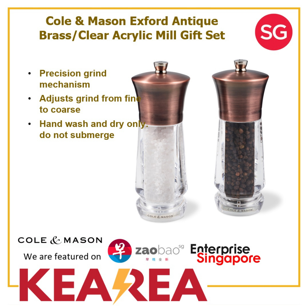 Cole & Mason Exford Acrylic Antique Brass/Clear Mill Gift Set | Shopee ...