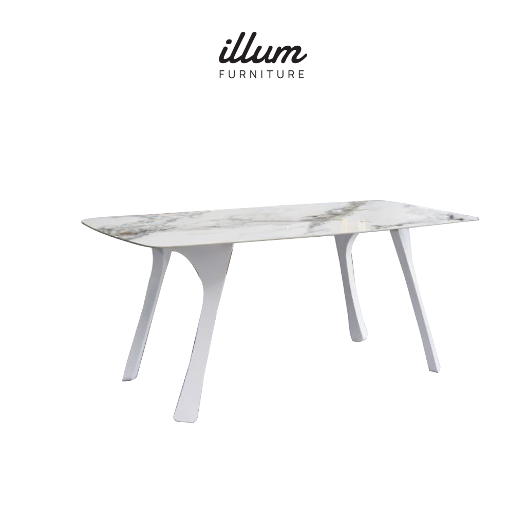 illum Arizona Dining Table White Steel Legs Modern Design | Shopee Singapore