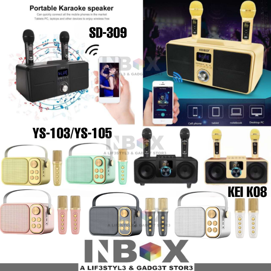 SDRD[SG] Kei K08 / SD-309 / YS-103/YS-105 Dual Bluetooth Wireless Microphones Karaoke Set ...