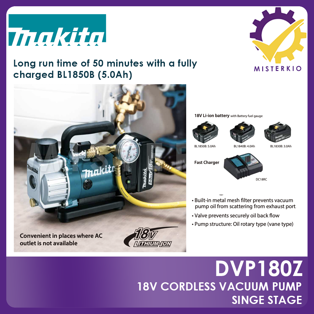 MAKITA 18V DVP180 CORDLESS VACUUM PUMP, BARE UNIT, SINGLE STAGE, 5/16in ...
