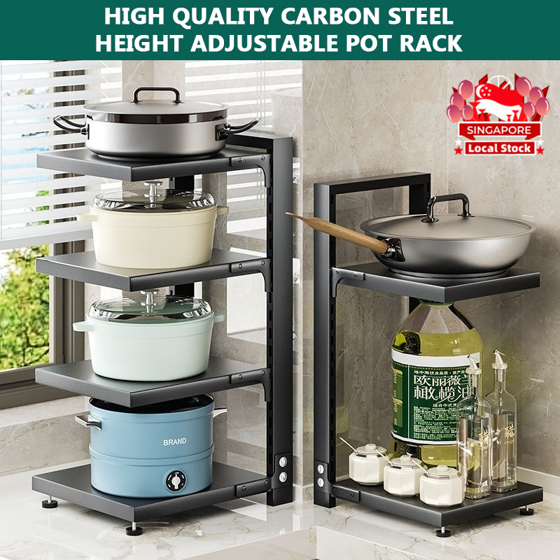 【SG Stock】Adjustable Pot Rack Kitchen Storage/Under Sink Rack/Under ...