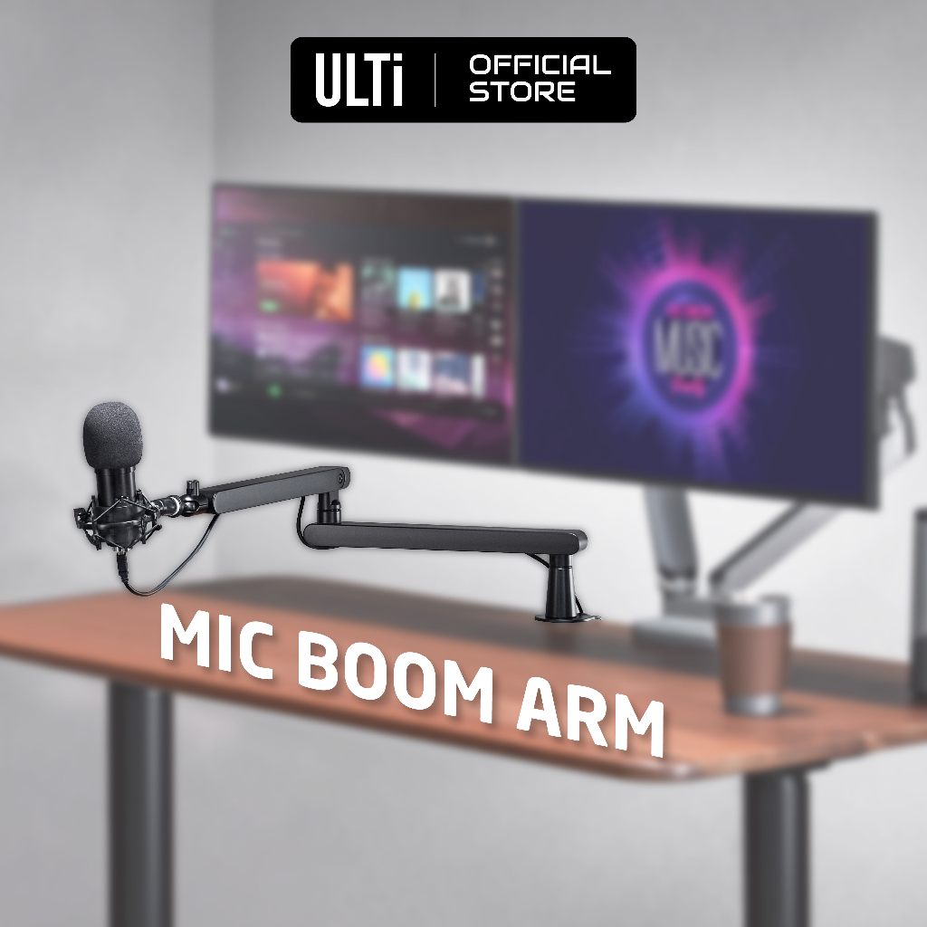 ULTi Mic Boom Arm, 360° Rotatable w/ Cable Management, Microphone Stand ...